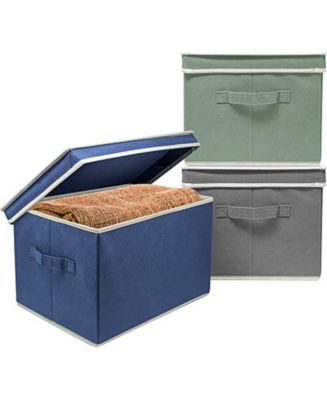 Sorbus Storage Box with Lid and Handle, Set of 3 - Macy's