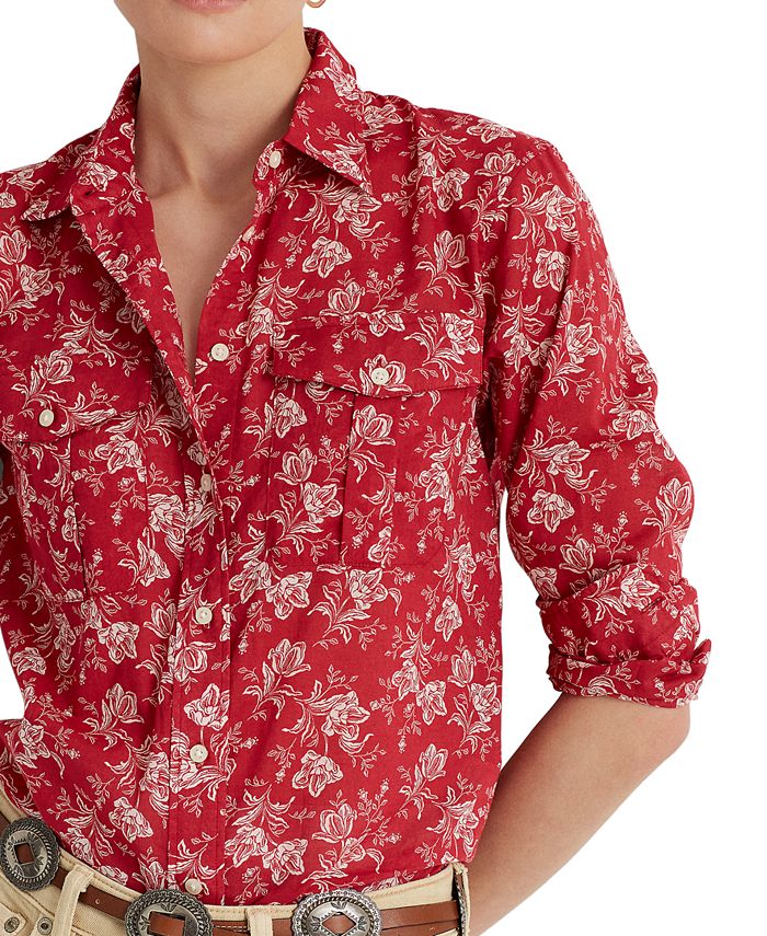 Lauren Ralph Lauren Floral Patch Pocket Top - Macy's