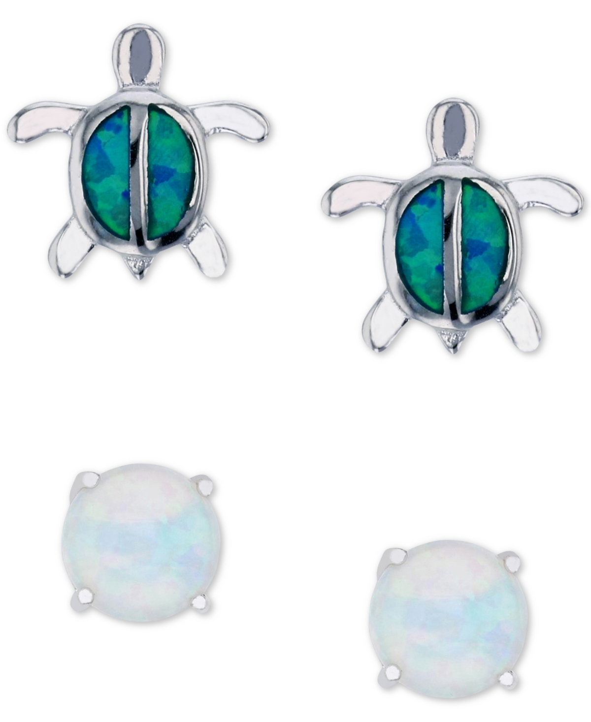 Click here for 2-Pc. Set Lab-Grown Blue Opal Turtle & Lab-Grown O... prices