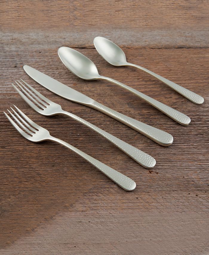 Cambridge Silversmiths Keene Hammered Satin 20-Piece Flatware Set ...