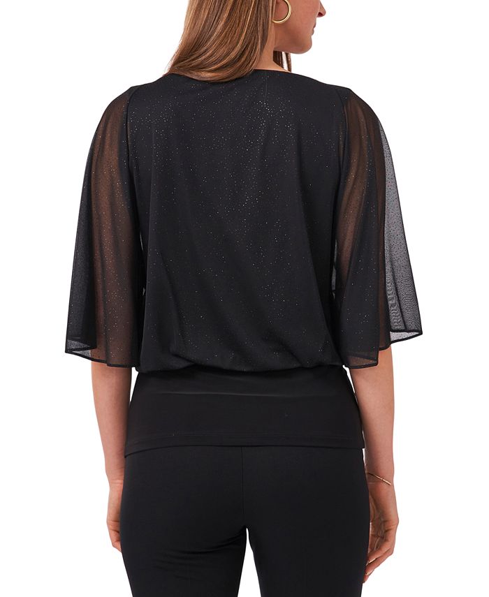 MSK Glitter Mesh Top - Macy's
