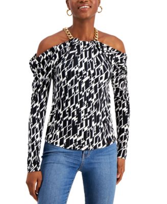 INC International Concepts Printed Chain-Strap Top, Created for Macy's ...