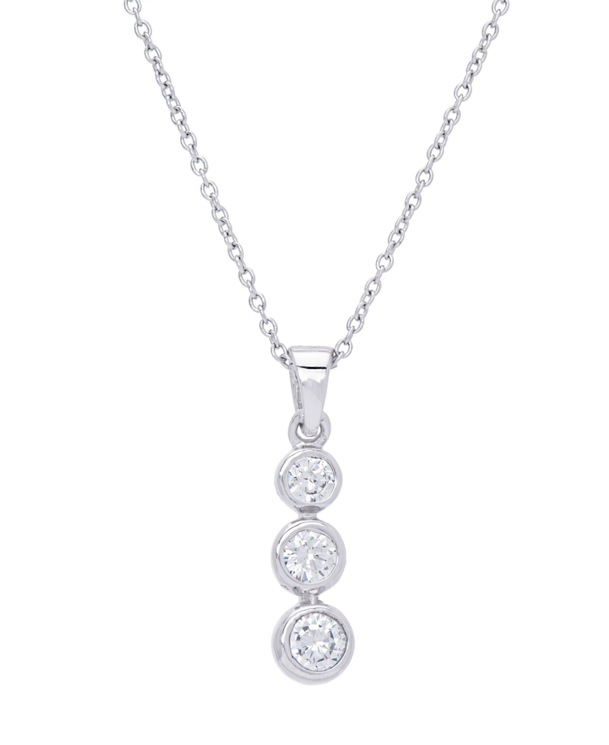 Click here for Cubic Zirconia Round 3 Drop Pendant 18 Silver Plat... prices