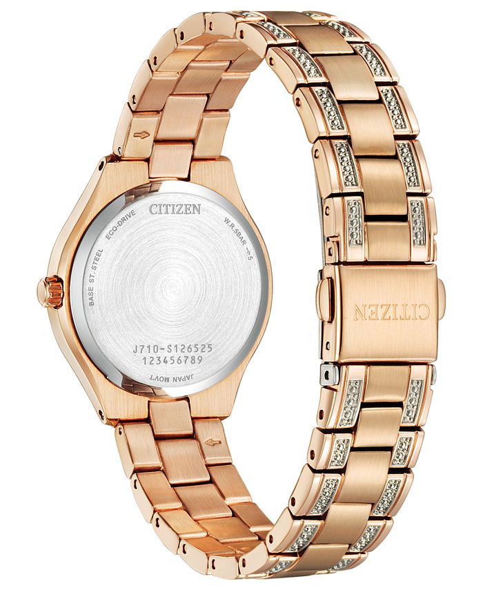 Citizen Eco-Drive Women's Silhouette Crystal Rose Gold-Tone Stainless ...