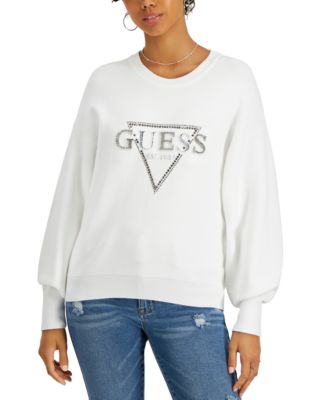 GUESS Beatrice Rhinestone-Logo Sweater - Macy's