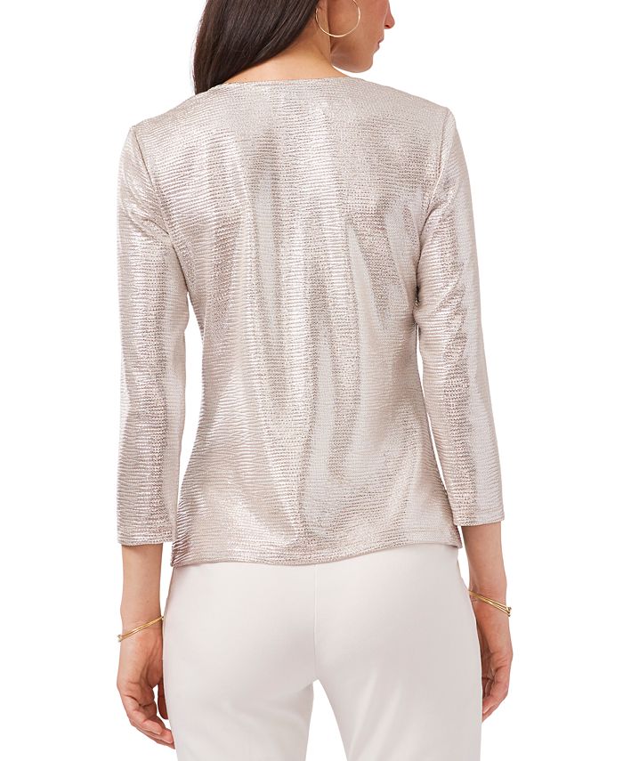 MSK Foil Pleated Knit Drape Top - Macy's