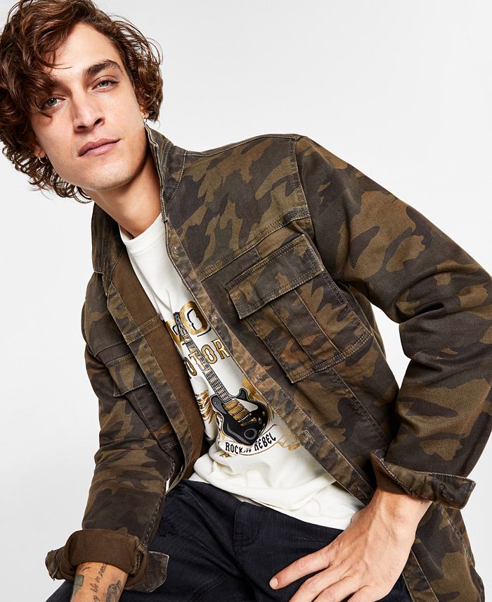 Heroes Motors Men's Flagged Shirt Jacket - Macy's
