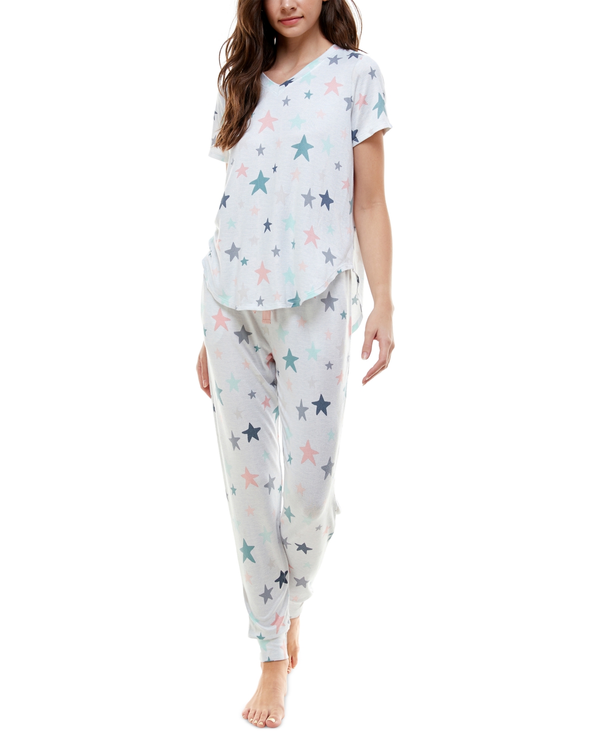 Click here for Roudelain V-Neck T-Shirt & Jogger Pants Pajama Set... prices