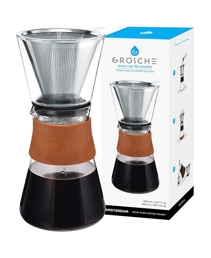 GROSCHE Amsterdam Pour Over Coffee Maker with Double Layer Permanent ...