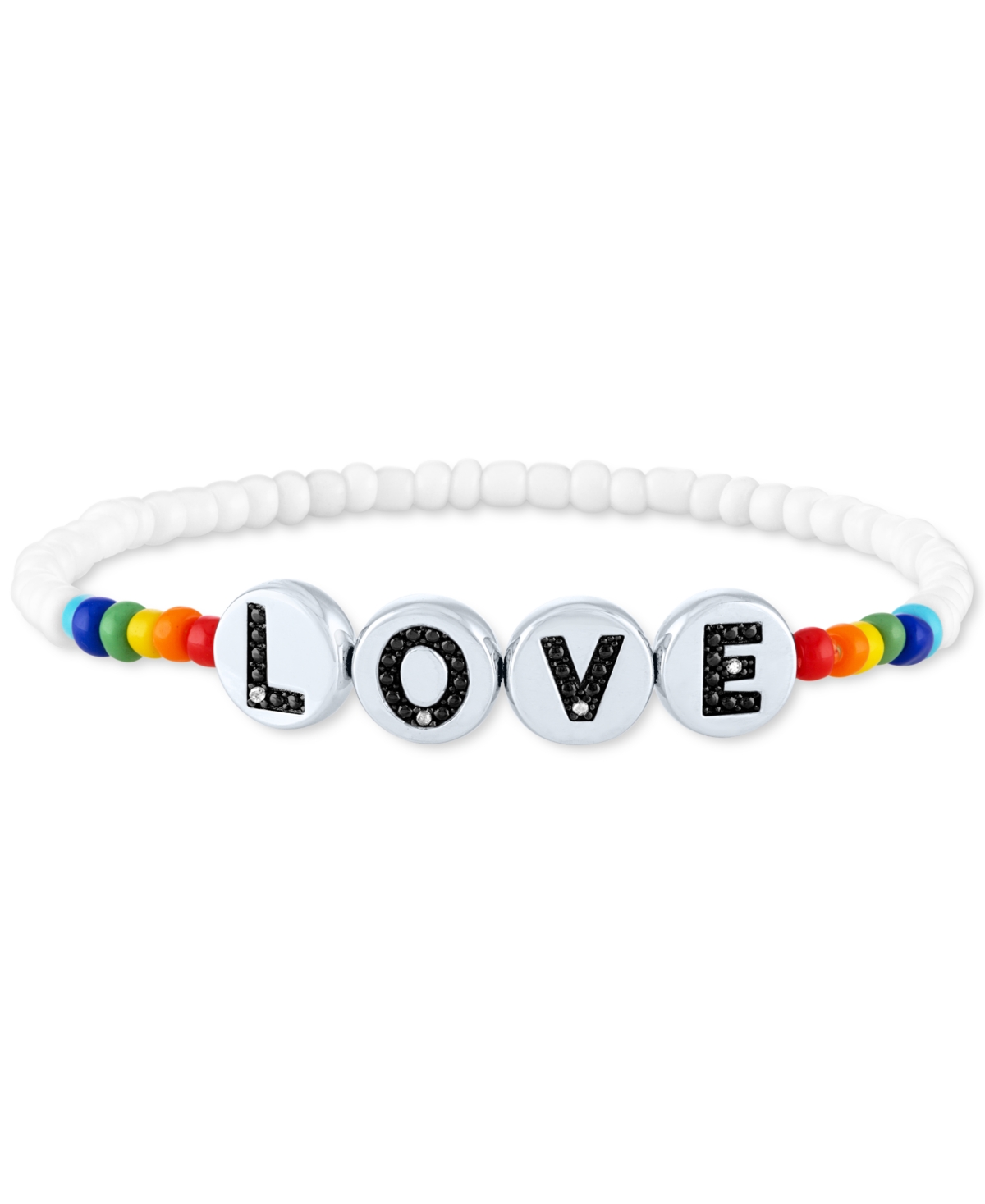 Click here for Diamond Accent Love Beaded Stretch Bracelet in Ste... prices