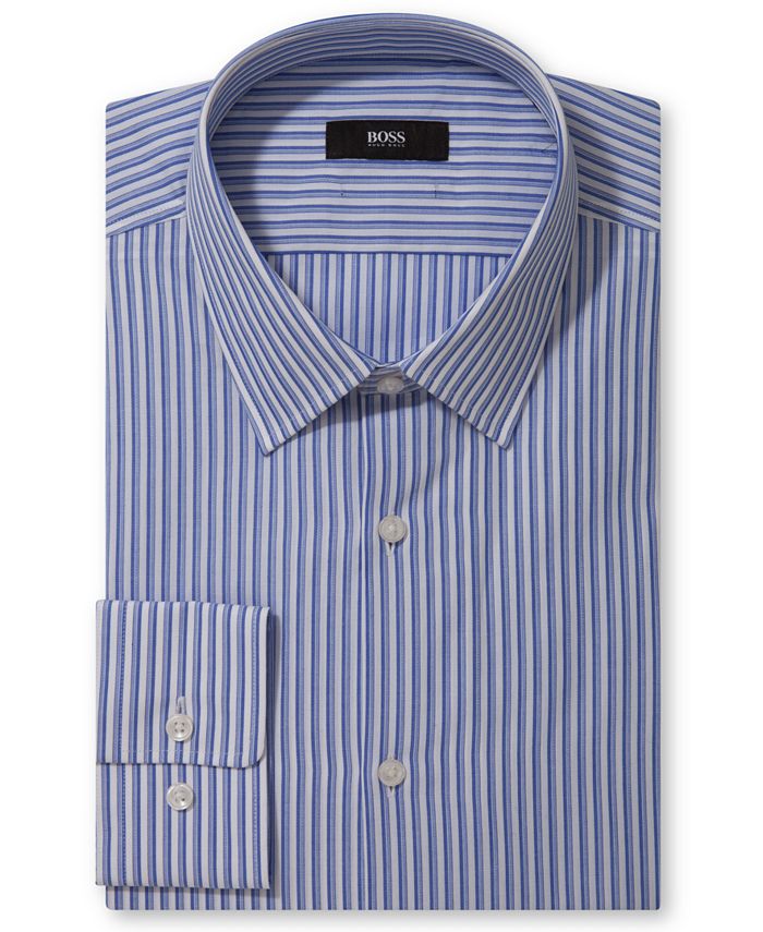 Hugo Boss Sharp Fit Blue Stripe Dress Shirt - Macy's
