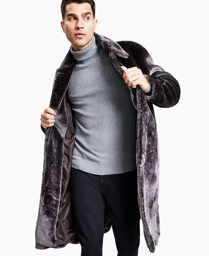 INC International Concepts Men's Regular-Fit Faux-Fur Top Coat, Created ...