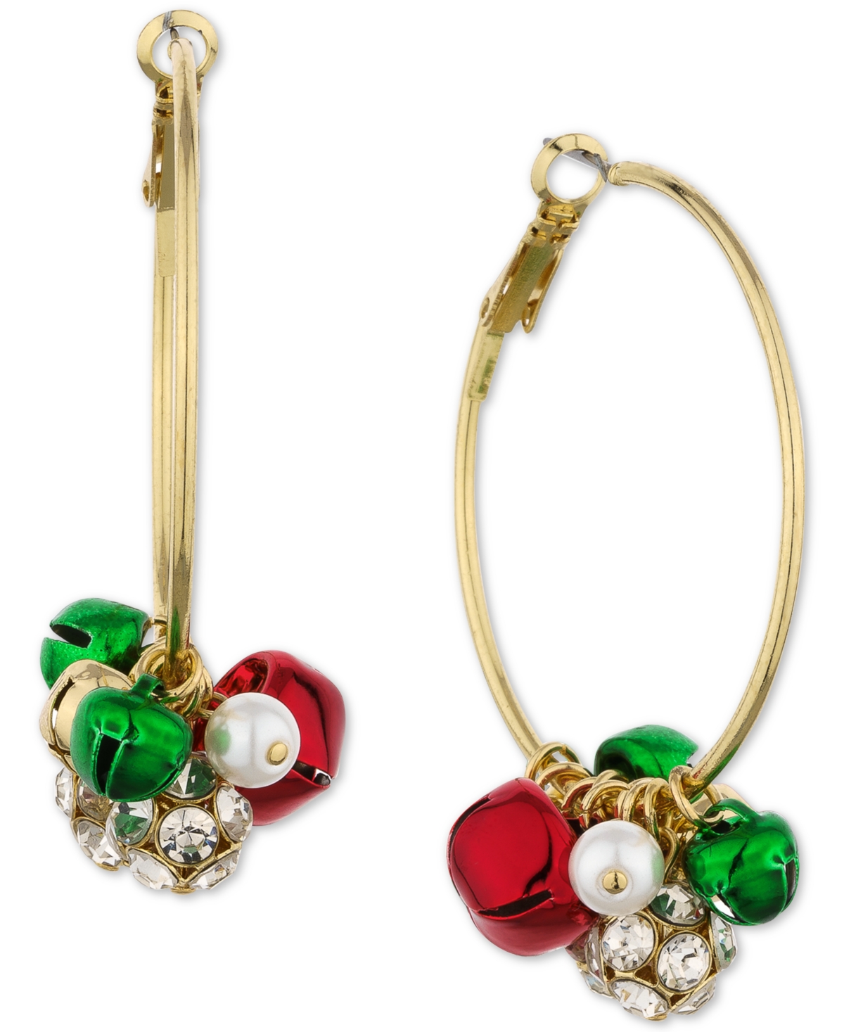 Click here for Holiday Lane Gold-Tone Holiday Multi-Charm Hoop Ea... prices