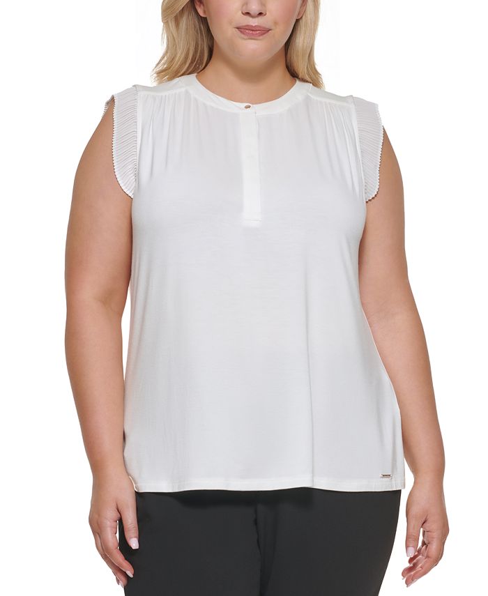 Calvin Klein Plus Size Pleated Top - Macy's