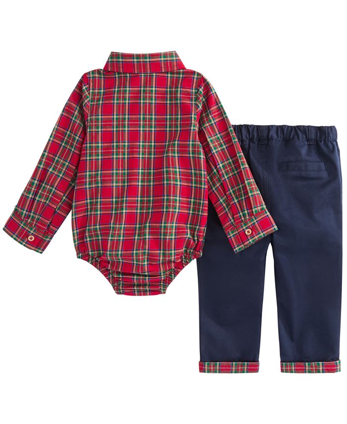 First Impressions Baby Boys Tartan Plaid Bodysuit & Pants Set, Created for Macy's - Macy's