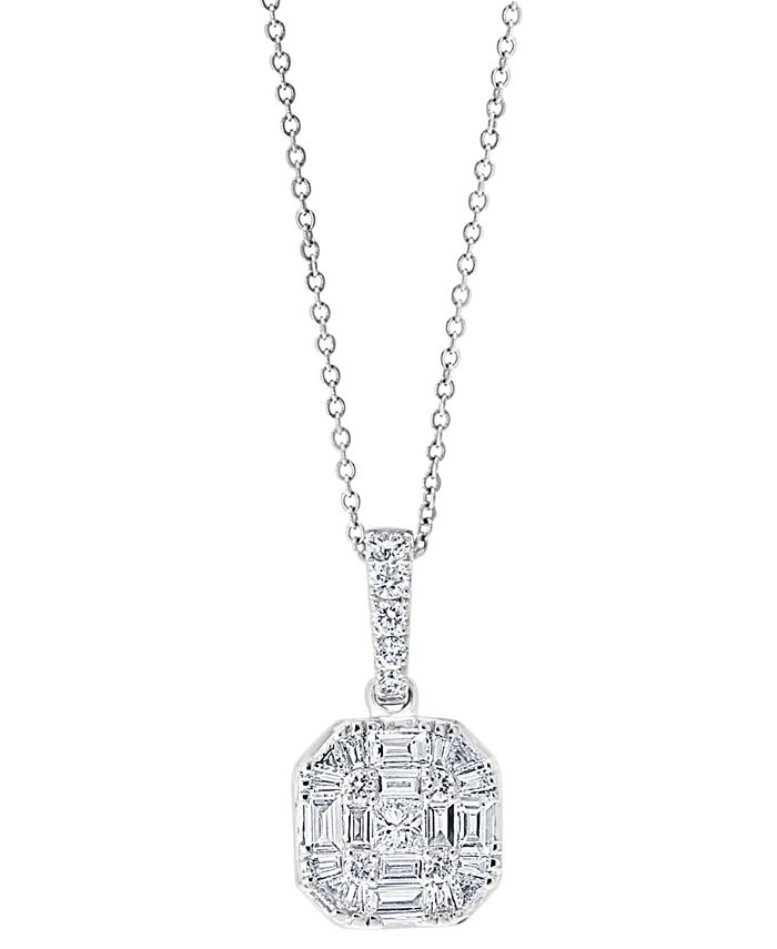 EFFY Collection EFFY® Diamond Princess Cluster 18" Pendant Necklace (3/ ...