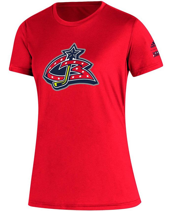 adidas Women's Red Columbus Blue Jackets Reverse Retro Creator T-shirt ...