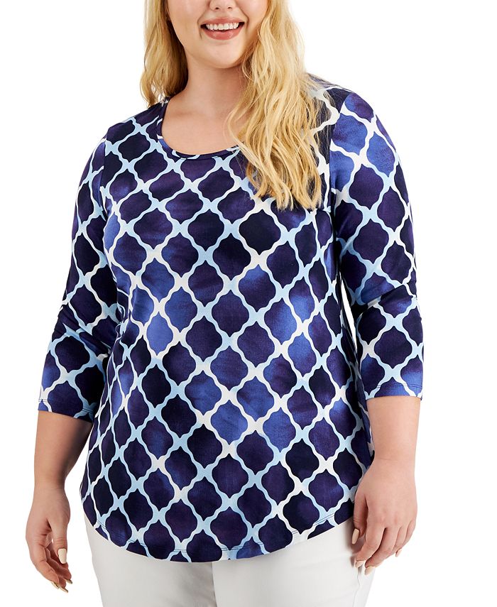 JM Collection Plus Size Printed Top, Created for Macy's - Macy's