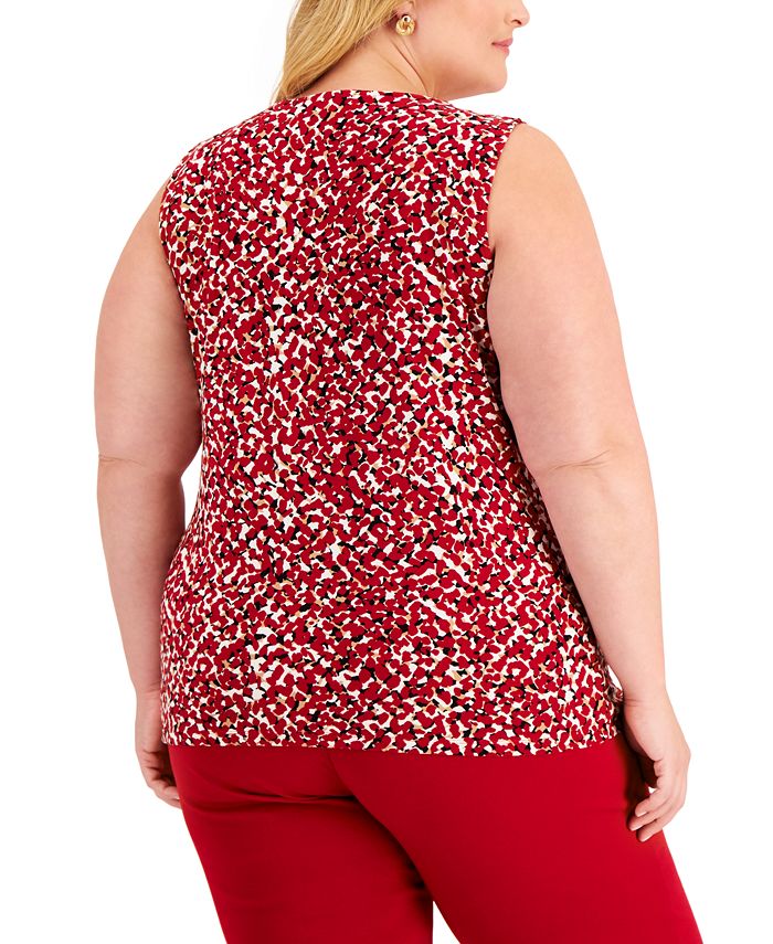 Kasper Plus Size Printed Keyhole Top - Macy's