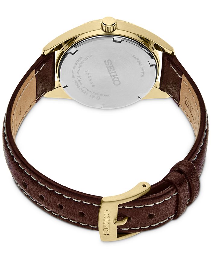 Seiko Women's Essentials Brown Leather Strap Watch 30mm - Macy's