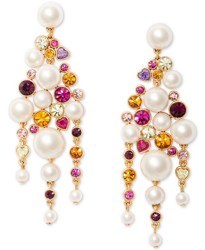 kate spade new york Gold-Tone Pavé & Imitation Pearl Cluster Chandelier ...