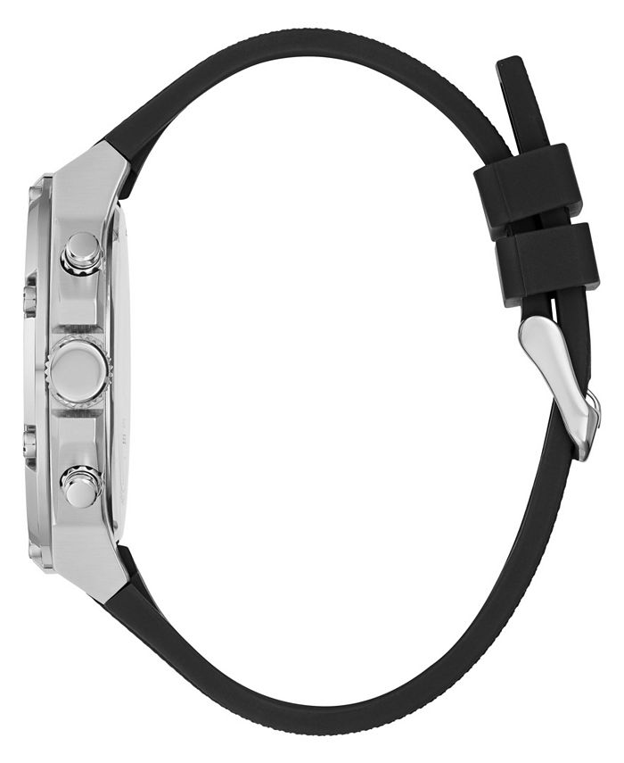 GUESS Men's Black Silicone Strap Multi-Function Watch 46mm & Reviews ...