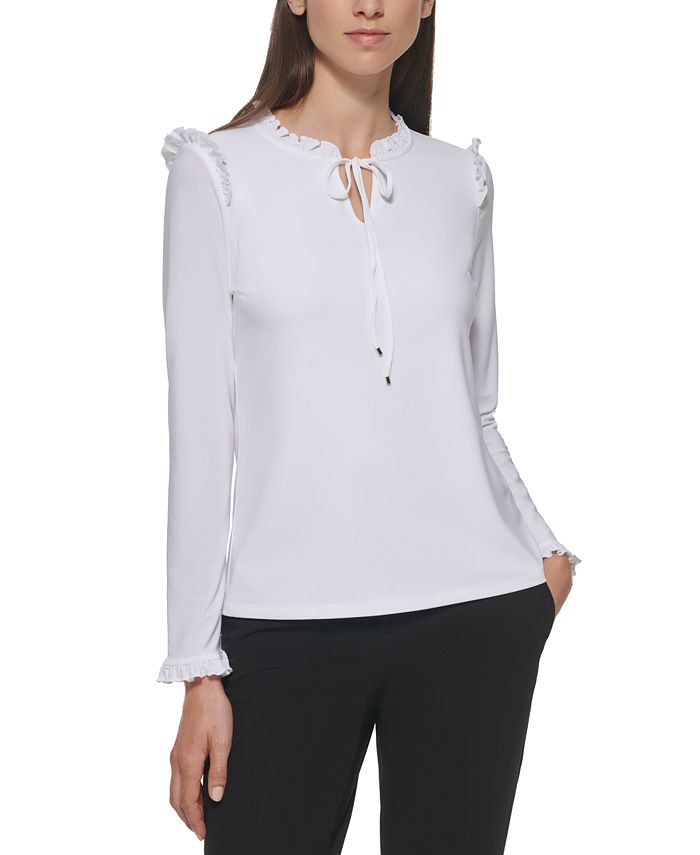 Tommy Hilfiger Ruffled Tie Neck Blouse Macys
