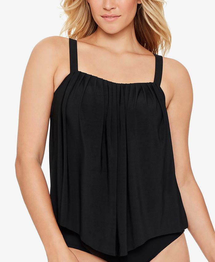 Swim Solutions Pleated-Front Underwire Tankini Top, Created for Macy's ...