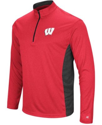 Men's Heathered Red, Black Wisconsin Badgers Audible Windshirt Quarter ...