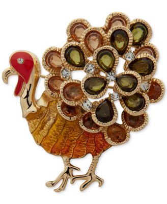 Anne Klein Gold-Tone Turkey Boxed Pin - Macy's