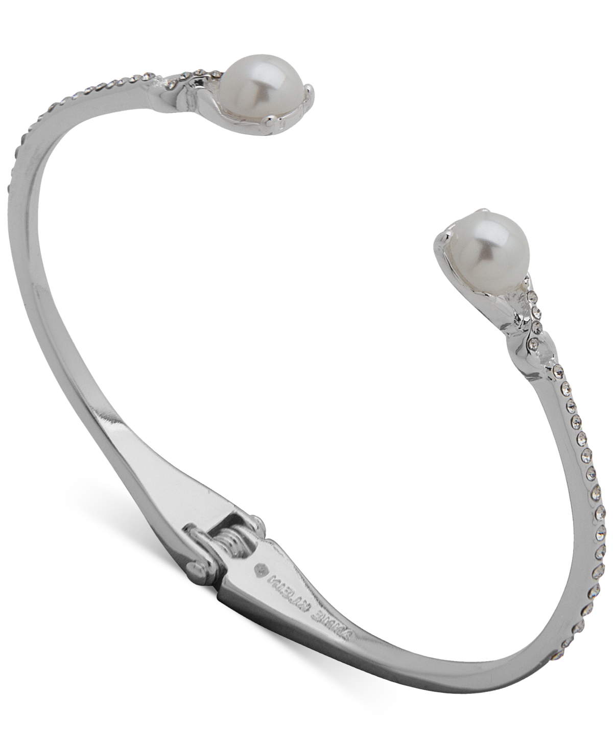 Click here for Anne Klein Silver-Tone Imitation Pearl Hinge Bangl... prices