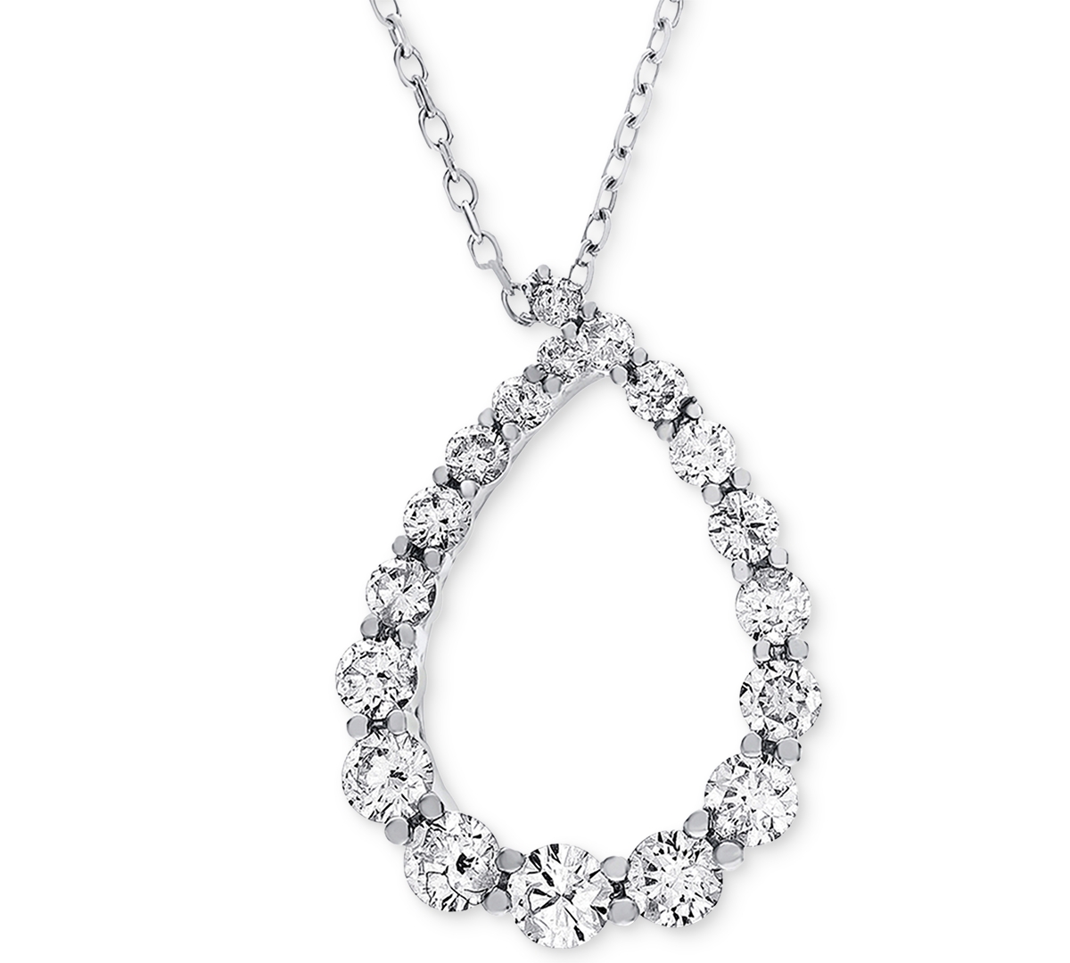 Click here for Diamond Graduated Teardrop Pendant Necklace (1/2 c... prices