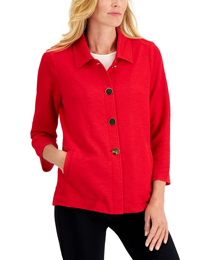 JM Collection Petite Textured Jacket, Created for Macy's - Macy's