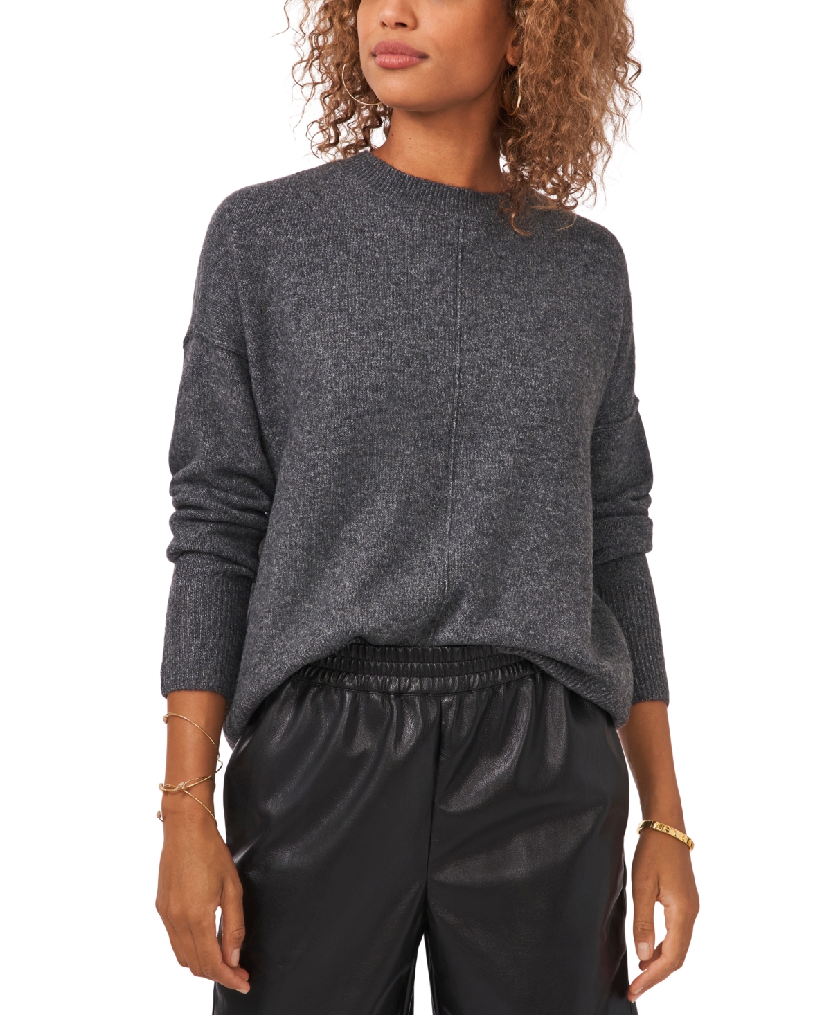 Click here for Vince Camuto Womens Cozy Crewneck Long-Sleeve Exte... prices