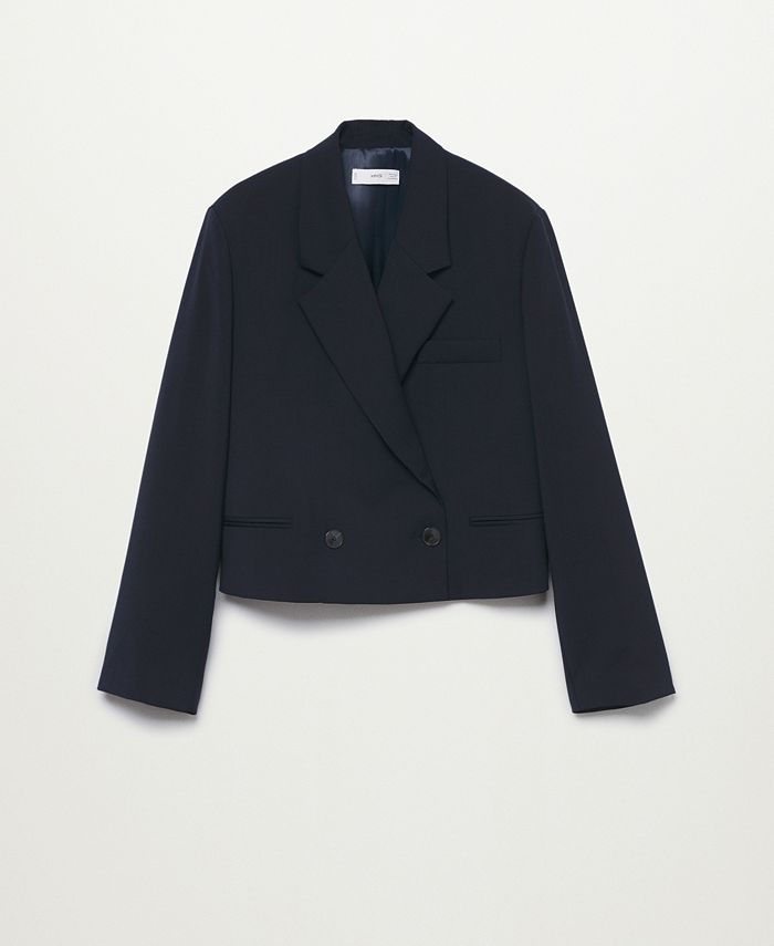MANGO Women's Cropped Blazer with Buttons - Macy's