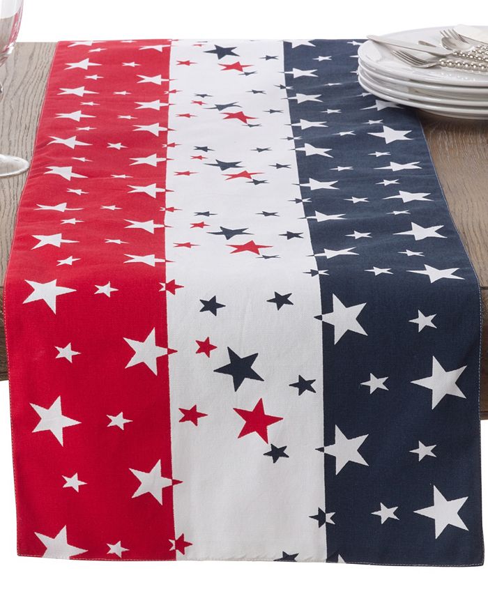Saro Lifestyle Table Runner with Star Spangled Design, 108" x 16" - Macy's