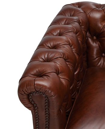 Furniture CLOSEOUT! Calvine 39" Leather Self Centering Swivel Chair ...