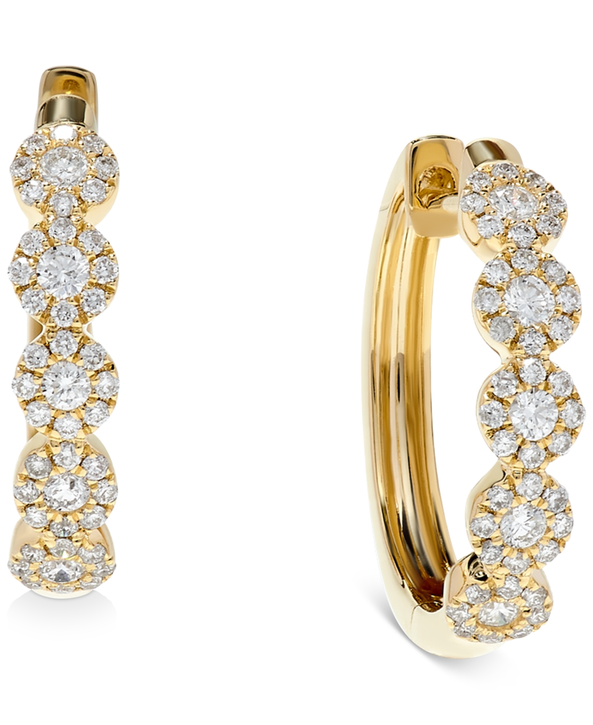 Click here for Diamond Halo Hoop Earrings (1/2 ct. t.w.) in 14k W... prices