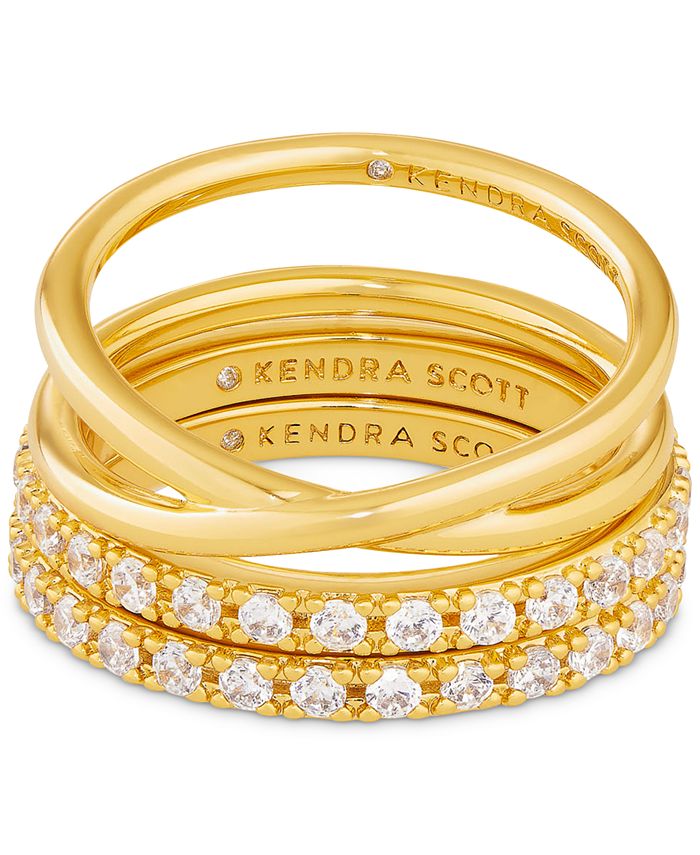 Kendra Scott 3-Pc. Set Cubic Zirconia & Crisscross Stack Rings - Macy's