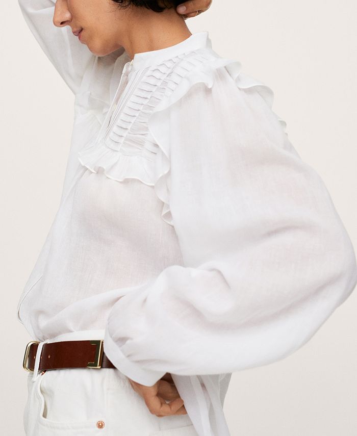MANGO Women's Ruffled Cotton Blouse - Macy's