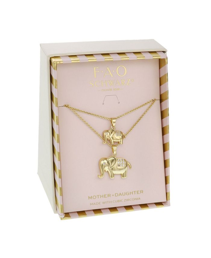 FAO Schwarz Women's Elephant Shape Pendant Necklace Set - Macy's
