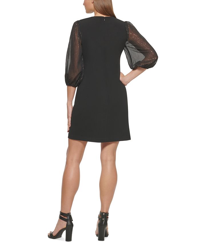 DKNY Sheer 3/4-Sleeve Sheath Dress - Macy's