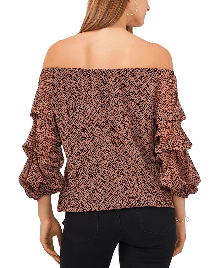 Vince Camuto Printed Off The Shoulder Balloon Sleeve Top Macys