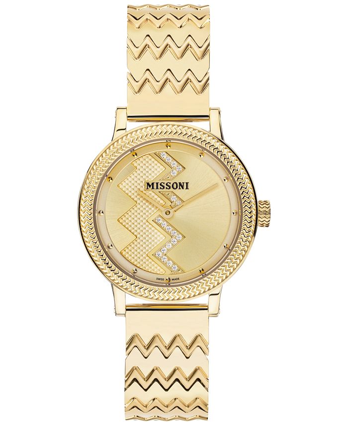 Missoni Women's Swiss Optic Zigzag Diamond (1/8 ct. t.w.) Gold Ion ...