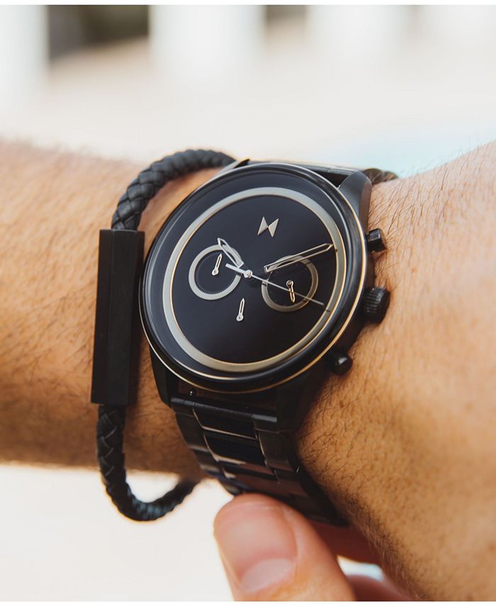 MVMT Men's Powerlane Black Stainless Steel Bracelet Watch, 47mm - Macy's