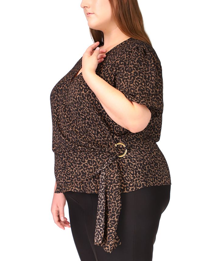 Michael Kors Plus Size Cheetah-Print Wrap Top - Macy's