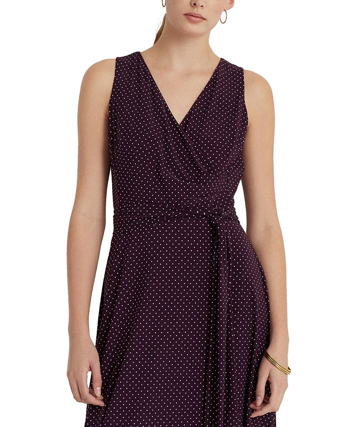 Lauren Ralph Lauren Polka Dot Jersey Sleeveless Dress Macys