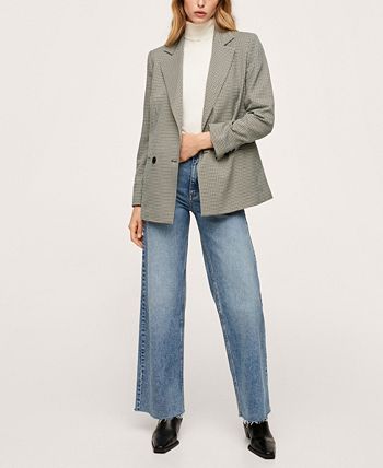MANGO Women's Check Suit Blazer - Macy's