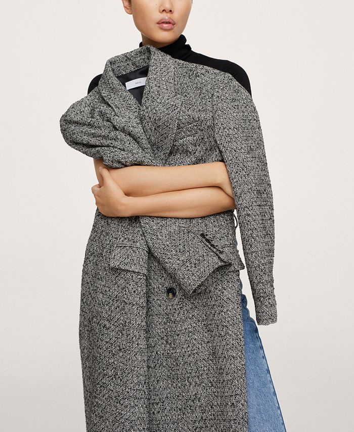 MANGO Women's Buttoned Wool Coat - Macy's