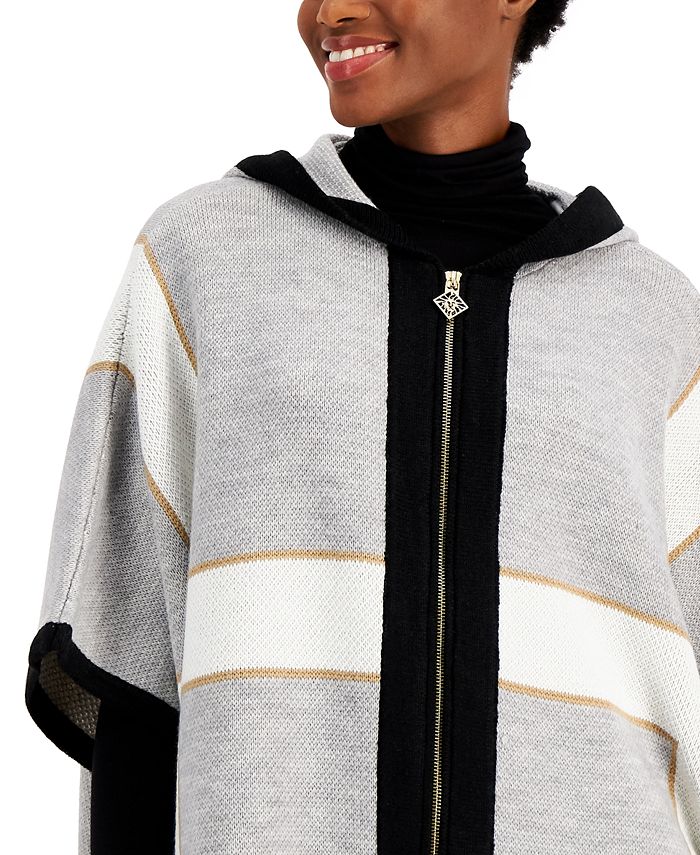 Anne Klein Zip-Front Hooded Cape & Reviews - Sweaters - Women - Macy's